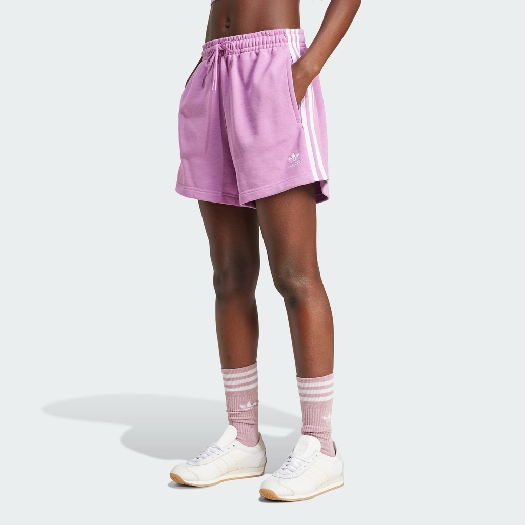 adidas Lifestyle 3-Stripes French Terry Shorts Women Purple IY2155 ...