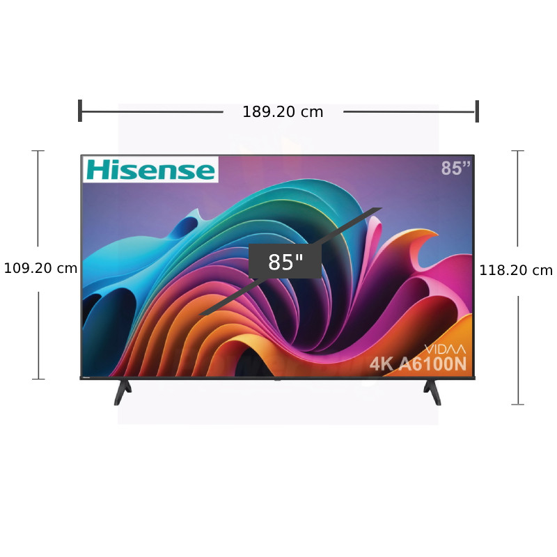 Hisense ทีวี 85A6100N สมาร์ททีวี 85 นิ้ว 4K VIDAA UHD LED รุ่น 85A6100N ...