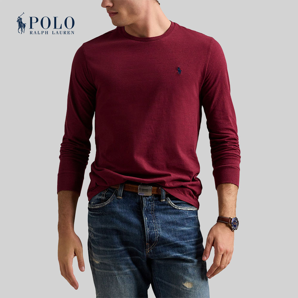 Polo Ralph Lauren เสื้อยืดผู้ชาย Custom Slim Fit Jersey T-Shirt รุ่น MNPOTSH16820370 สีแดง ...