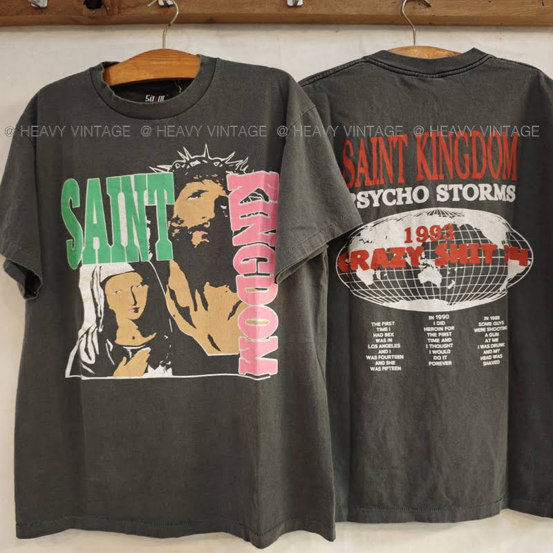 SAINT Kingdom Psycho stroms สกรีนแตก tag Saint made in JAPAN Bio washed ...