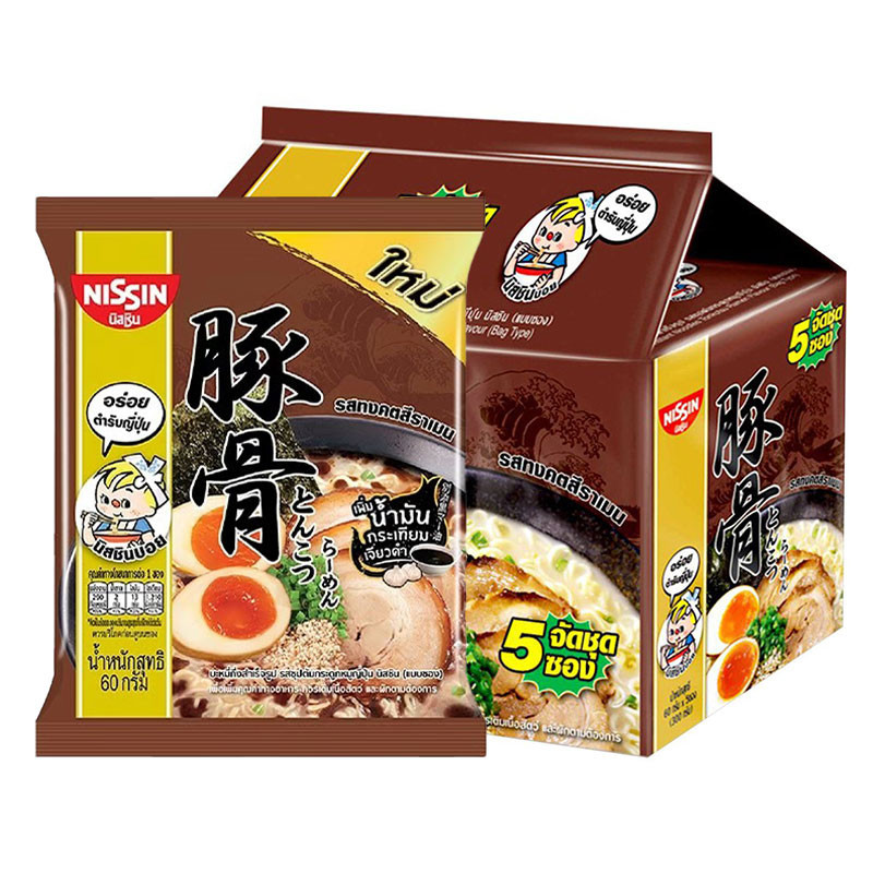 นิสชิน รสทงคตสึราเมน 60 ก. x 5 NISSIN Premium Bag Tonkotsu Ramen 60 g x 5 | Shopee Thailand