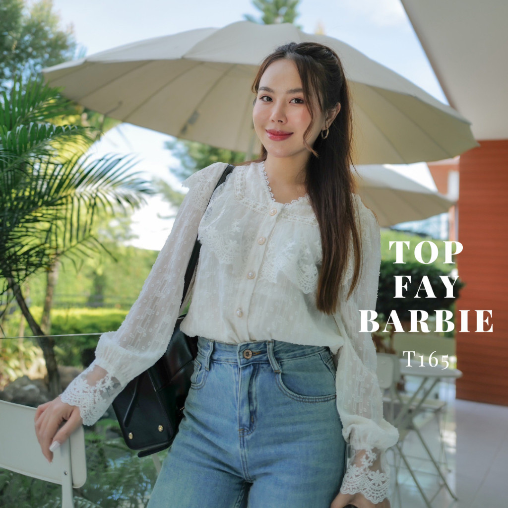 MyWay Brand : Top Fay Barbie เสื้อลูกไม้สีขาว | Shopee Thailand