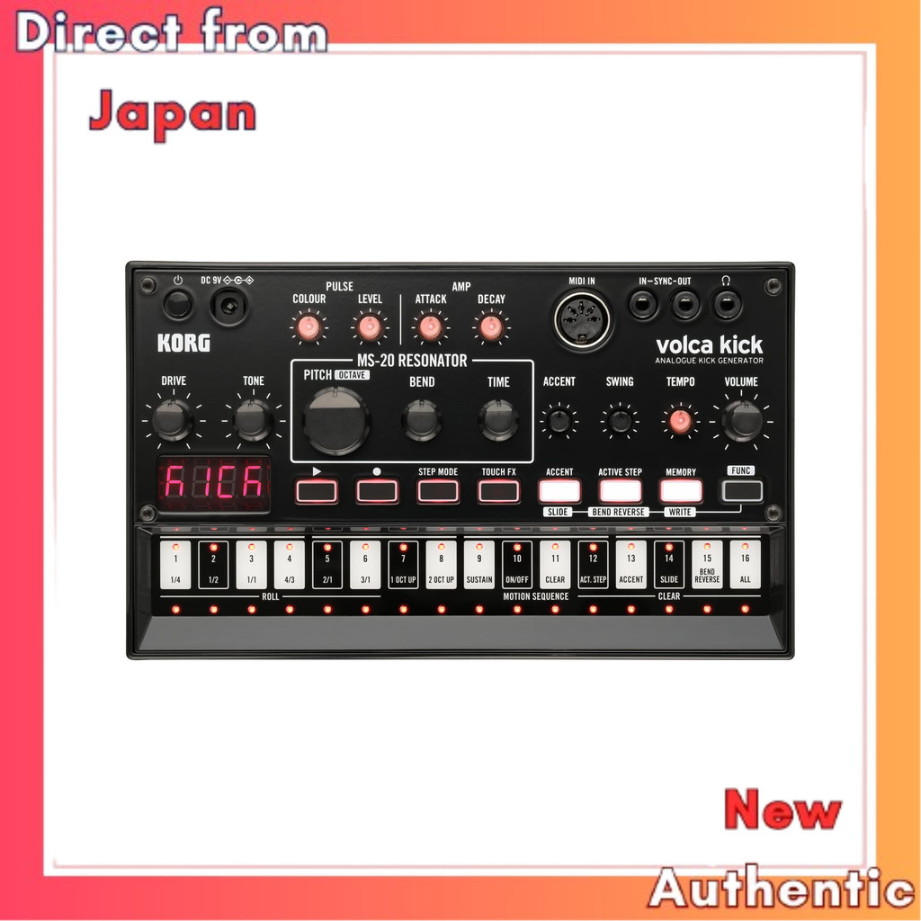 KORG เครื่องกำเนิดไฟฟ้าแบบอะนาล็อก KICK volca KICK volca KICK สีดำ ...