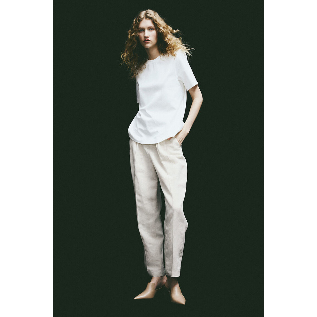 H&M(เอชแอนด์เอ็ม) ผู้หญิง กางเกงขายาวทรงสอบในผ้าลินินผสม 1141525_2 ...