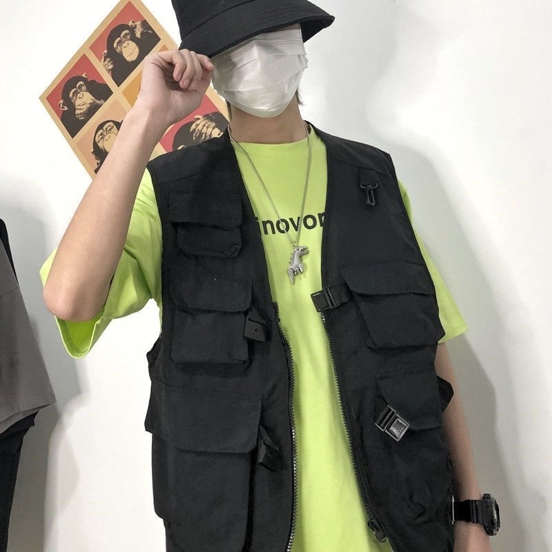 เสื้อกั๊กผู้ชายสไตล์เกาหลี เสื้อกั๊กทรงหลวมแนวฮิปฮอป เสื้อกั๊กแฟชั่น ...