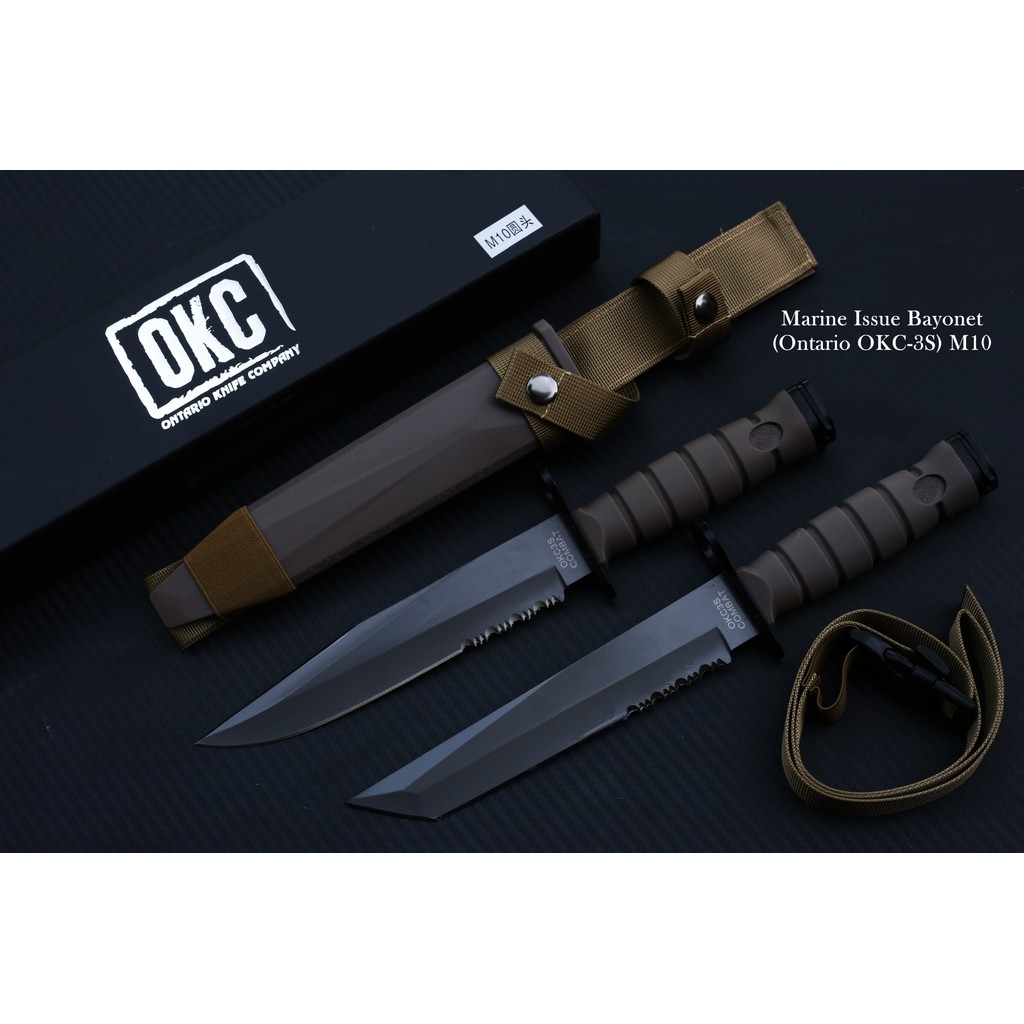 มีดพกทหาร Marine Issue Bayonet (Ontario OKC-3S) M10 ใบยาว 8 " พร้อมซอง ...