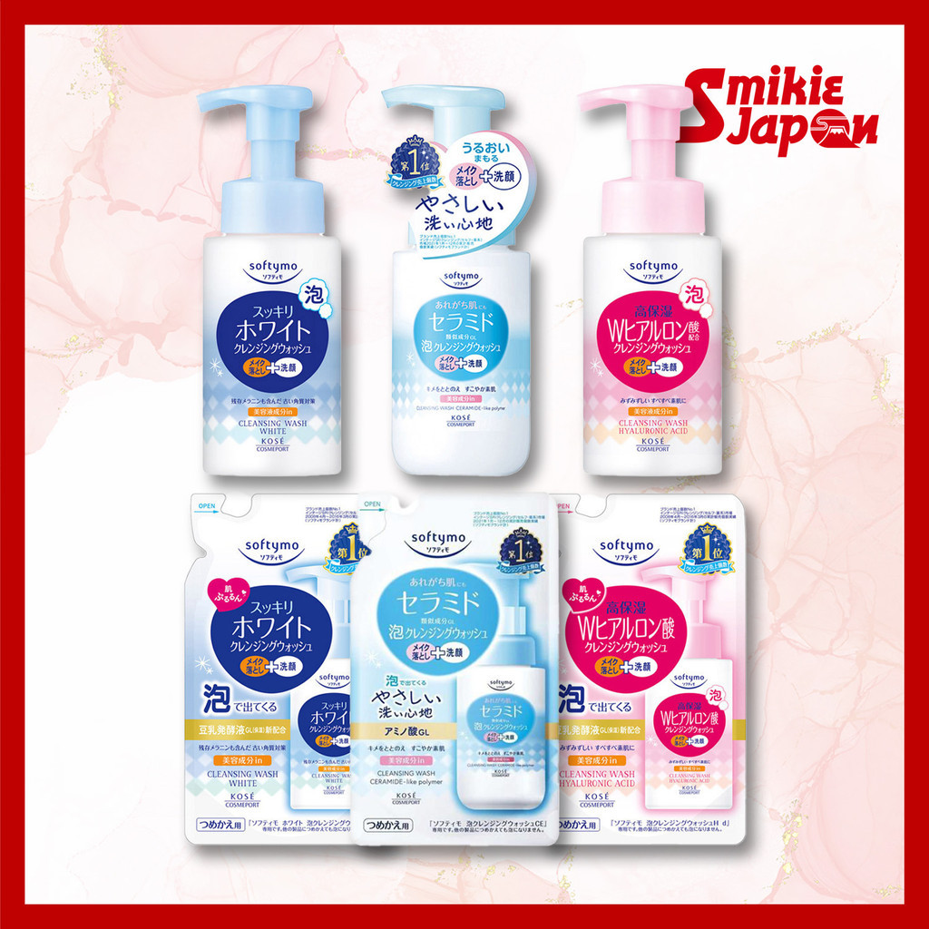 KOSE Softymo Foaming Cleansing Wash White/Hyaluronic Acid/Ceramide 200ml/ชิ้น และรีฟิล 180ml ...