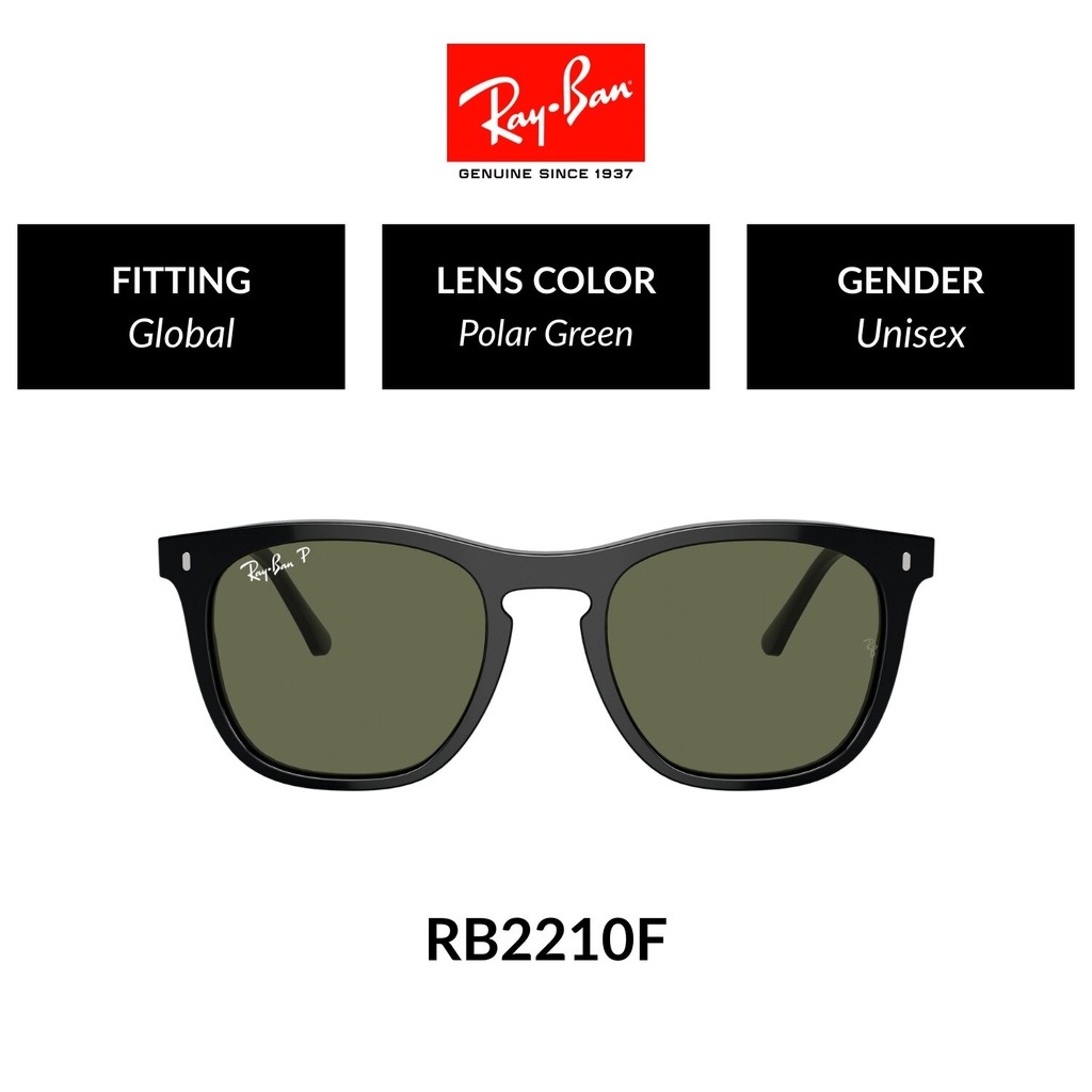 RAY-BAN RB2210F 901/58 (Black + polar) - Sunglasses แว่นกันแดด | Shopee ...