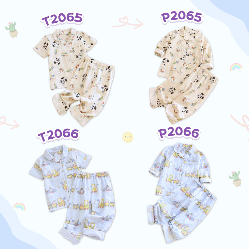 ชุดนอน Muslin Kid ผ้ามัสลิน (T2065 T2066 P2065 P2066) | Shopee Thailand