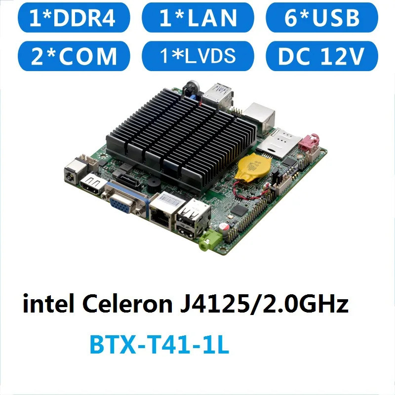 บอร์ดเมนบอร์ด Bay Trail J4125 NANO-ITX พร้อม VGA/HDMI/LVDS 2 ช่อง LAN คู่ MSATA WIFI/4G DDR3L DC ...