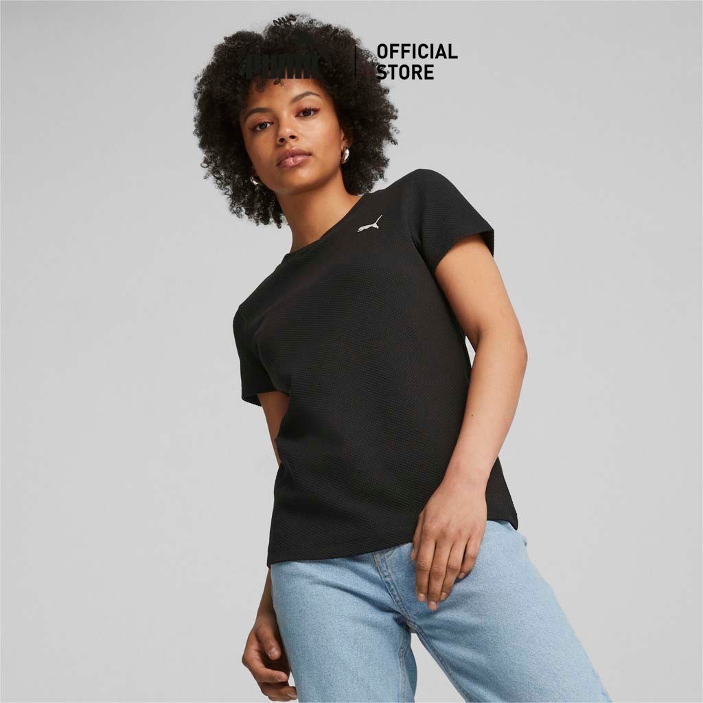 PUMA BASICS - เสื้อยืดแบบมีโครงสร้างสำหรับผู้หญิง HER สีดำ - 67600101 ...