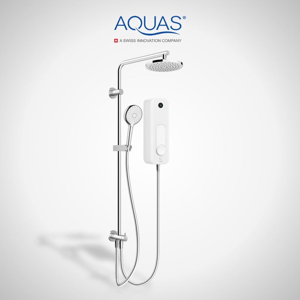 เครื่องทำน้ำอุ่น ชุดเรนชาวเวอร์ สีขาว AQUAS SPA Digital Heater 4.5 kW. Rain Shower Column White ...