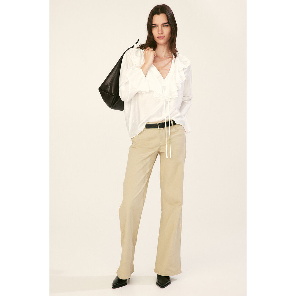 H&M Woman Low-waisted twill trousers 1237315_3 | Shopee Thailand