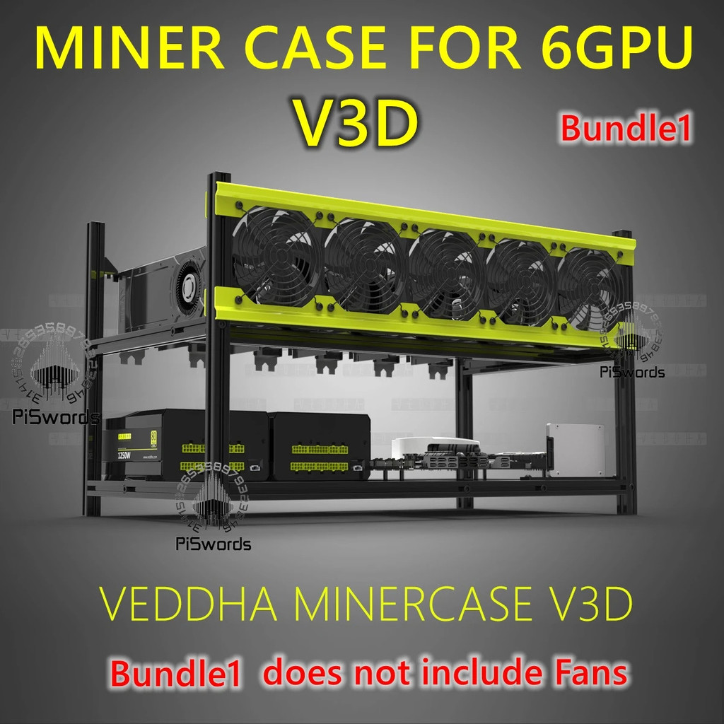 VEDDHA V3D 6 GPU Miner Mining Rig อลูมิเนียม ซ้อนกันได้ เคสเปิดอากาศ ...