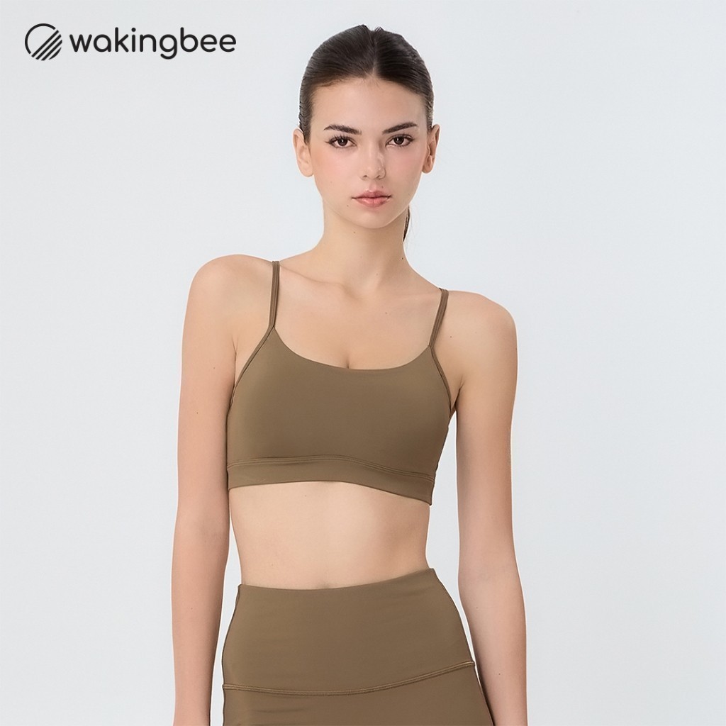 Wakingbee Avenue Bra (Walnut) สปอร์ตบรา รุ่นขายดี สีพื้น แมทช์ง่าย สายหลังไขว้สวย ผ้ากระชับ ...