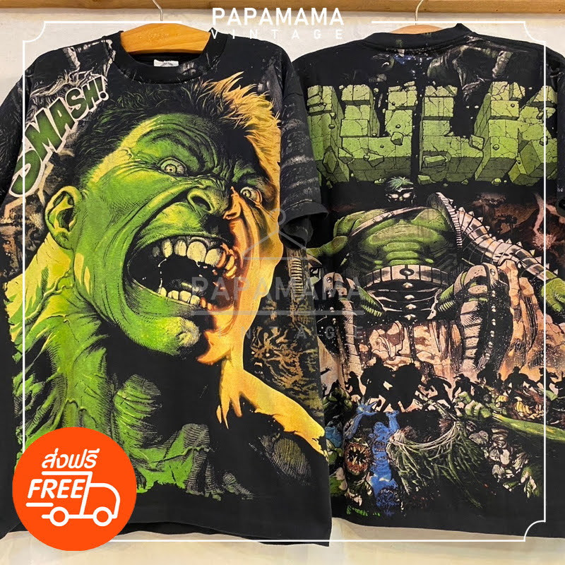 [ HULK ] Classic Comic OVP สีจม ALL OVER PRINT เสื้อวินเทจ เสื้อลาย ...