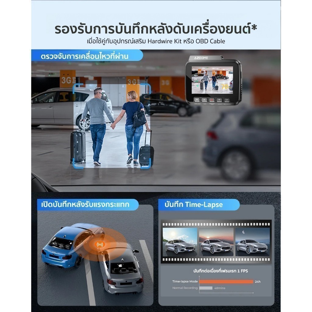 AZDOME GS63H PRO กล้องติดรถ 4K 1080P Full HD SONY IMX335 WIFI GPS ทน ...