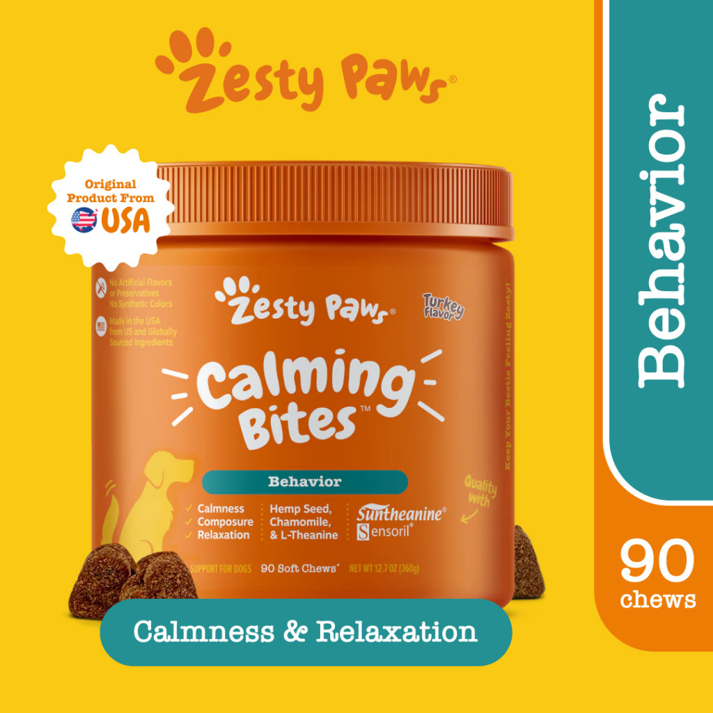 Zesty Paws Calming Bites with Suntheanine for Dogs Behavior [รสไก่งวง ...