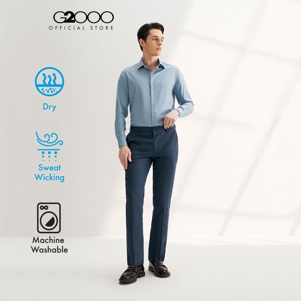 G2000 กางเกงสูทสำหรับผู้ชาย ทรง Slim Fit รุ่น 4115325376 NAVY | Shopee Thailand