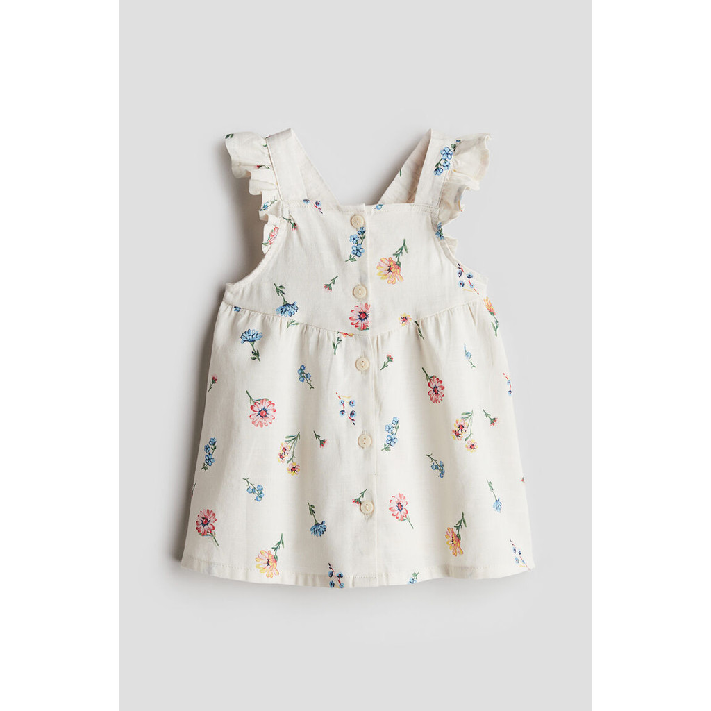 H&M(เอชแอนด์เอ็ม) เดรสผ้าคอตตอนกุ๊นขอบระบาย Infants Flounce-trimmed ...