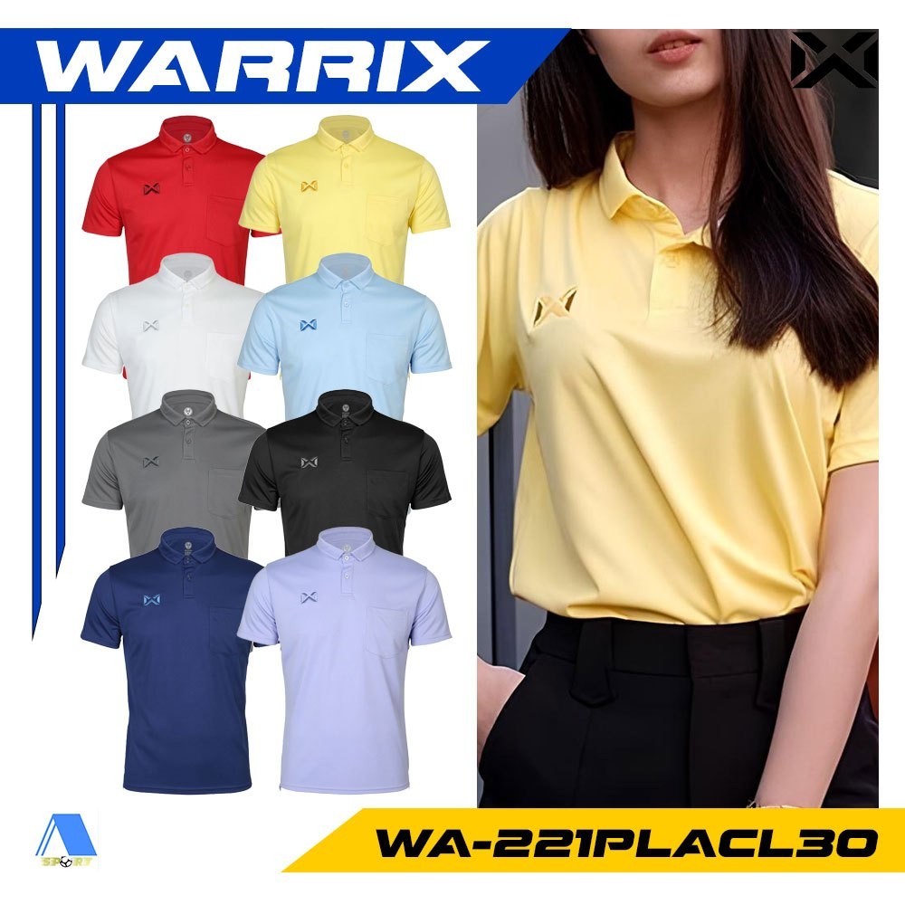 [[ส่งฟรี!! มีเงินคืน]] WARRIX เสื้อโปโลมีกระเป๋า รุ่น PIQUE PLUS รหัส WA-221PLACL30 แท้100% ...