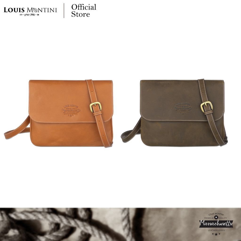 Louis Montini (Massachusetts) กระเป๋าสะพายหนังวัวแท้ Cowhide Messenger ...
