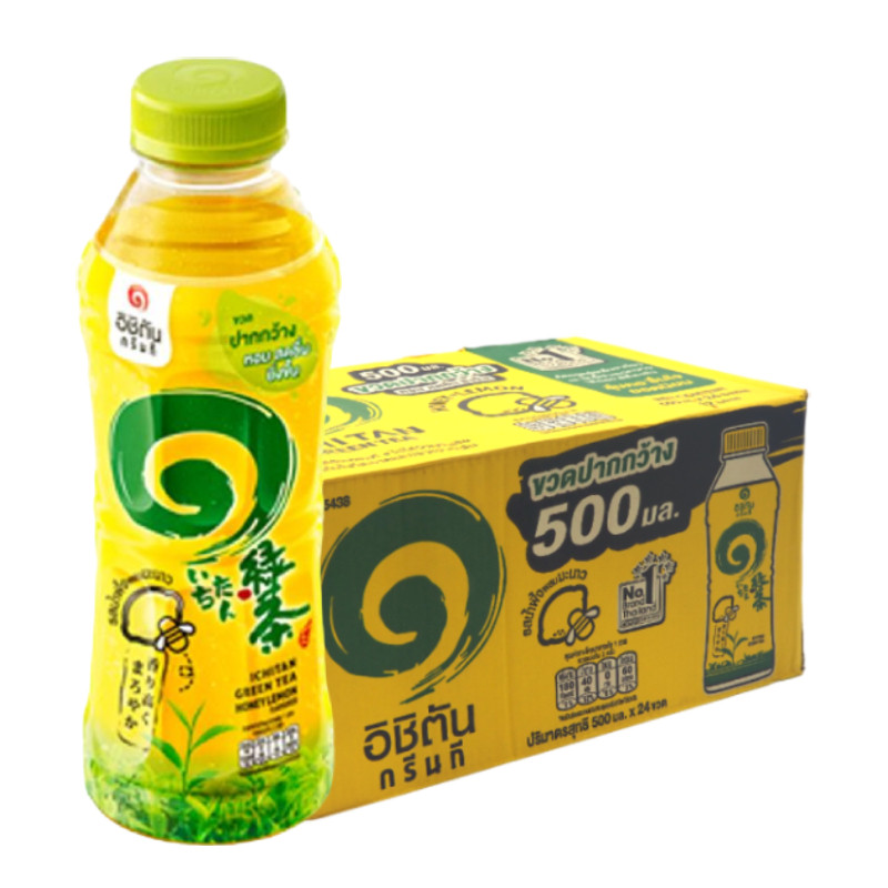 อิชิตัน ชาเขียวพร้อมดื่ม รสน้ำผึ้งผสมมะนาว 500 มล. x 24 ICHITAN Green Tea Drink Honey Lemon 500 ...