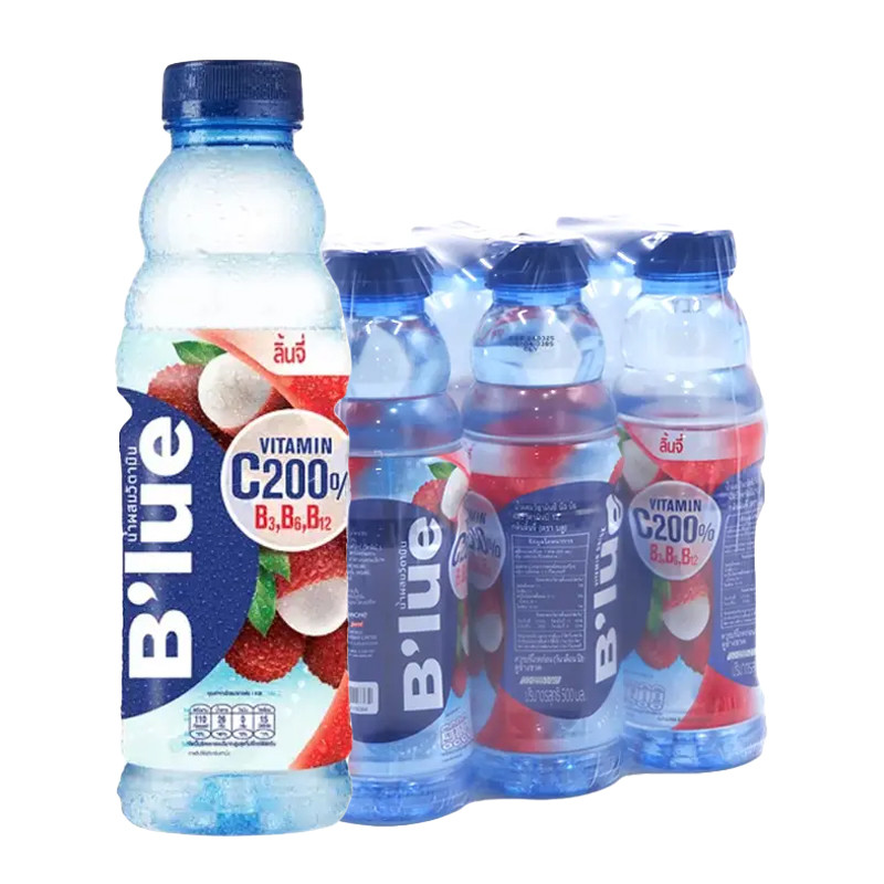 บลู น้ำดื่มผสมวิตามิน รสลิ้นจี่ 500 มล. 6 ขวด B'LUE Vitamin Water ...