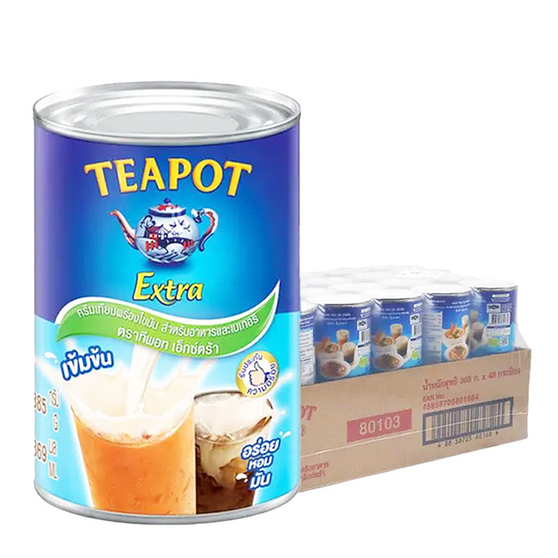 ทีพอท เอ็กซ์ตร้า ครีมเทียมพร่องไขมัน 385 ก. x 48 TEAPOT Extra Evaporated Creamer 385 g x 48 ...