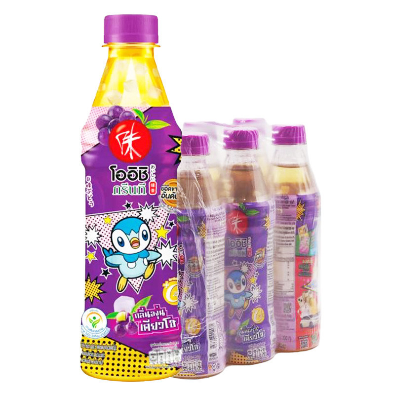 โออิชิ ชาเขียวพร้อมดื่ม กลิ่นองุ่นเคียวโฮผสมวุ้นมะพร้าว 350 มล. x 6 OISHI Kyoho Grape 350 ml x 6 ...