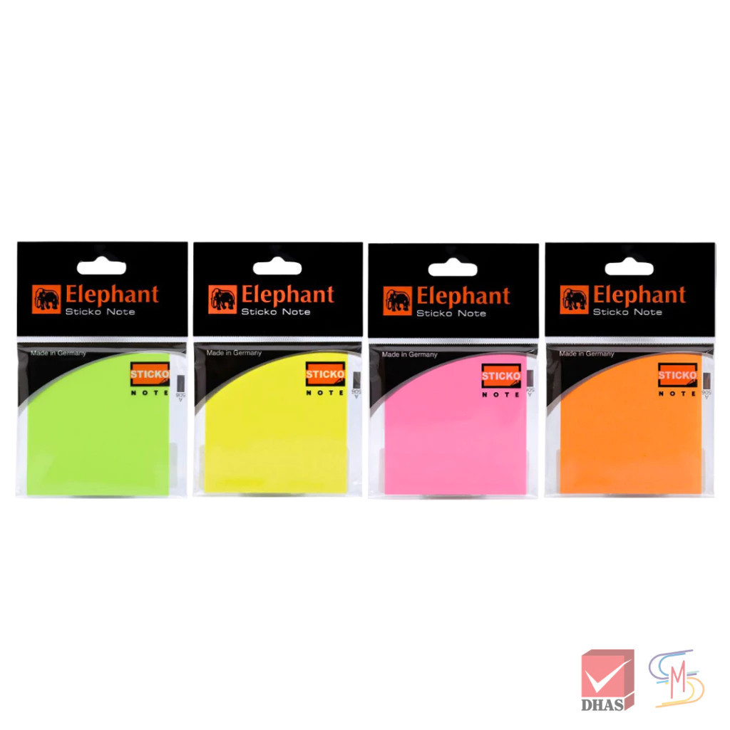 Elephant ตราช้าง กระดาษโน้ต กระดาษโน้ตมีกาว นีออน 3x3 นิ้ว จำนวน 80 ...