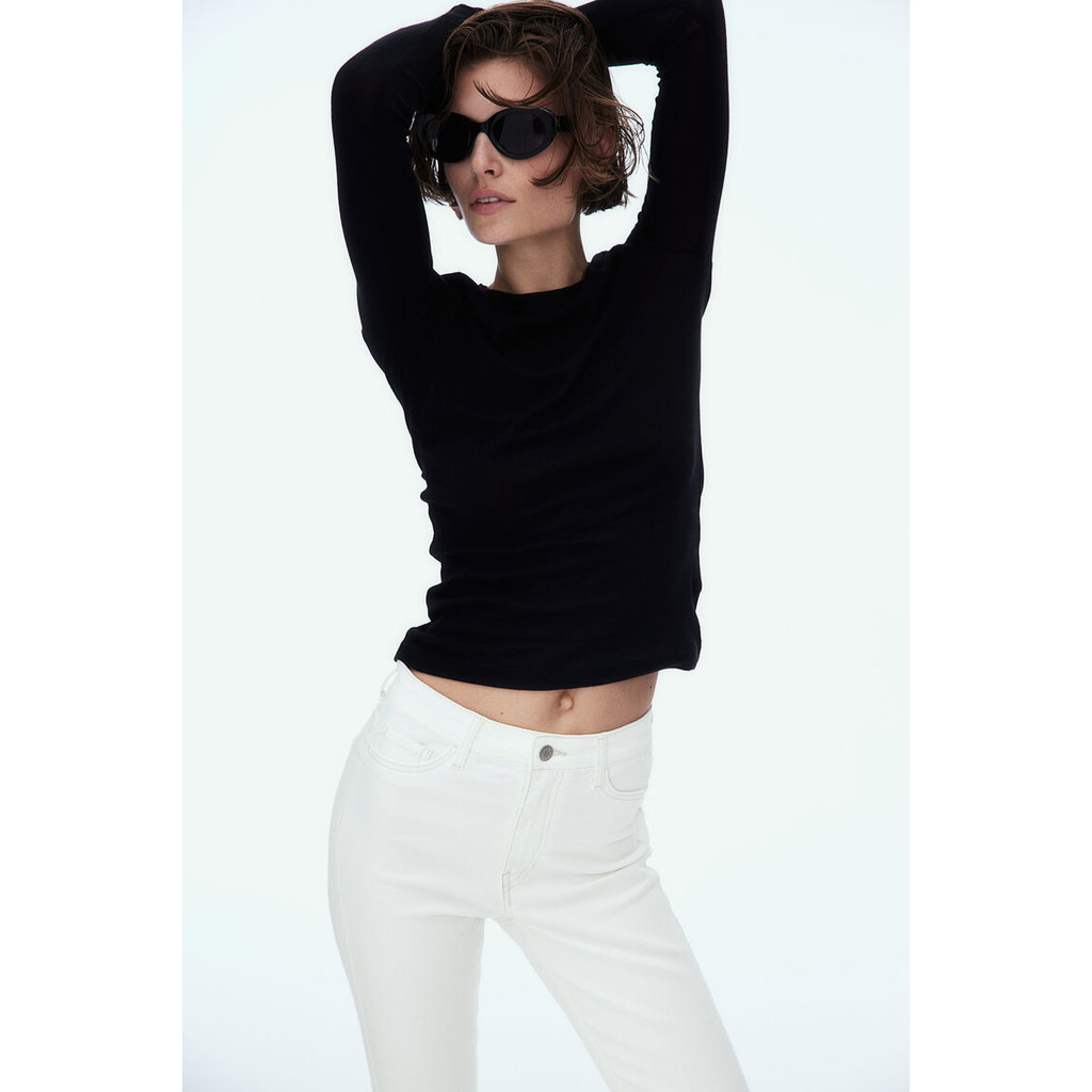 H&M ผู้หญิง กางเกงเจกกิ้งเอวสูงพิเศษความยาวระดับข้อเท้า 1152457_2 ...