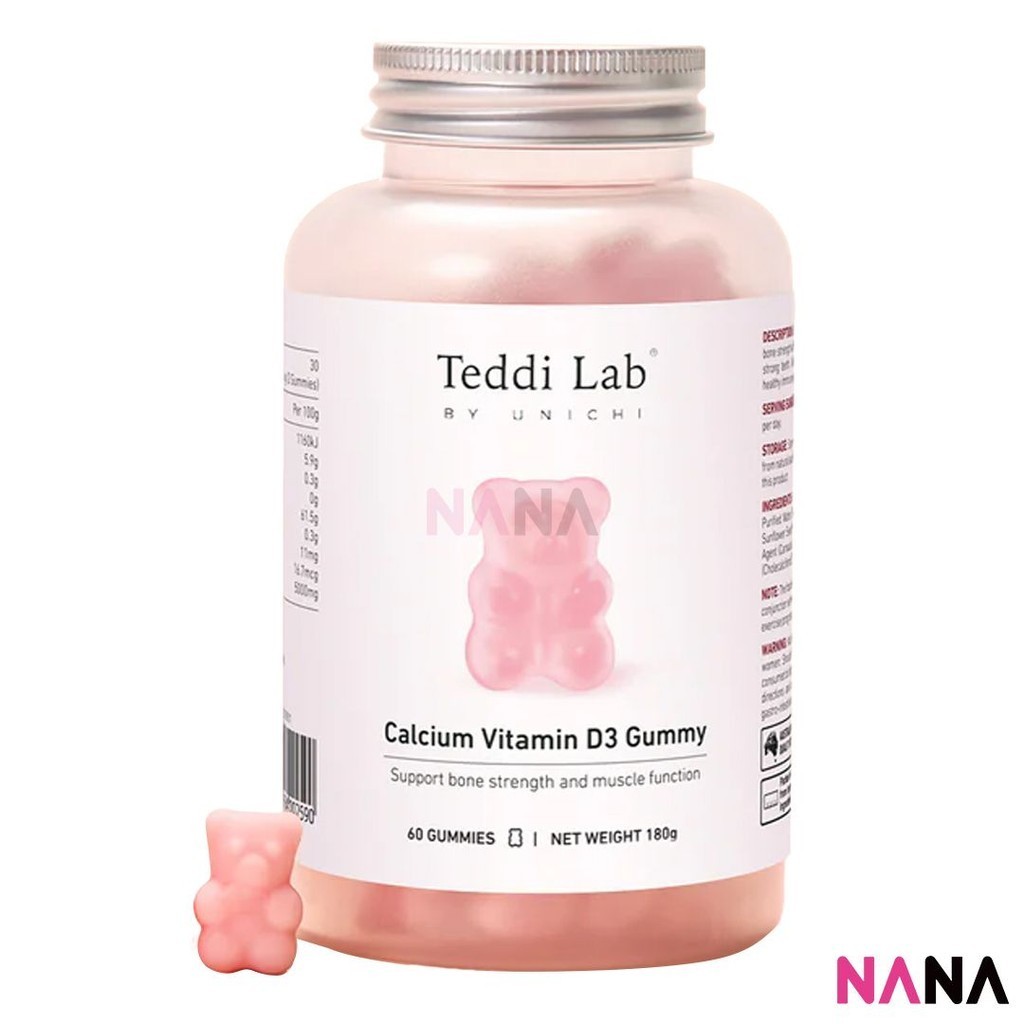 Unichi Teddi Lab Calcium Vitamin D3 Gummy - Strawberry & Yogurt Flavour ...