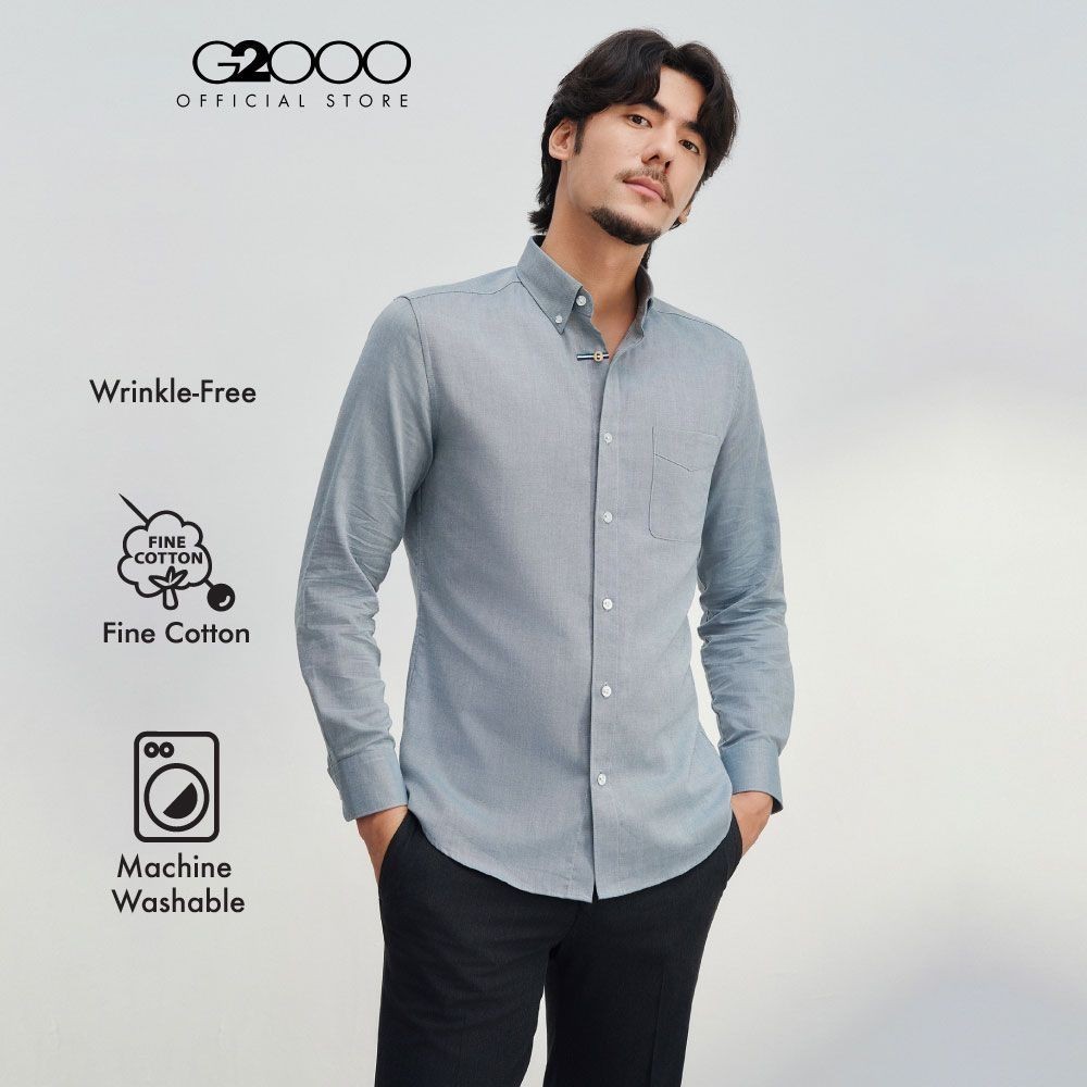 G2000 เสื้อเชิ้ตแขนยาวลำลองสำหรับผู้ชาย ทรง Smart Fit รุ่น 4612096249 BLUE | Shopee Thailand