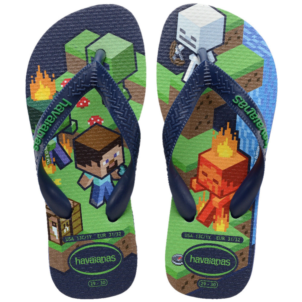 HAVAIANAS รองเท้าแตะเด็ก Kids Top Minecraft Flip Flops NAVY BLUE ...