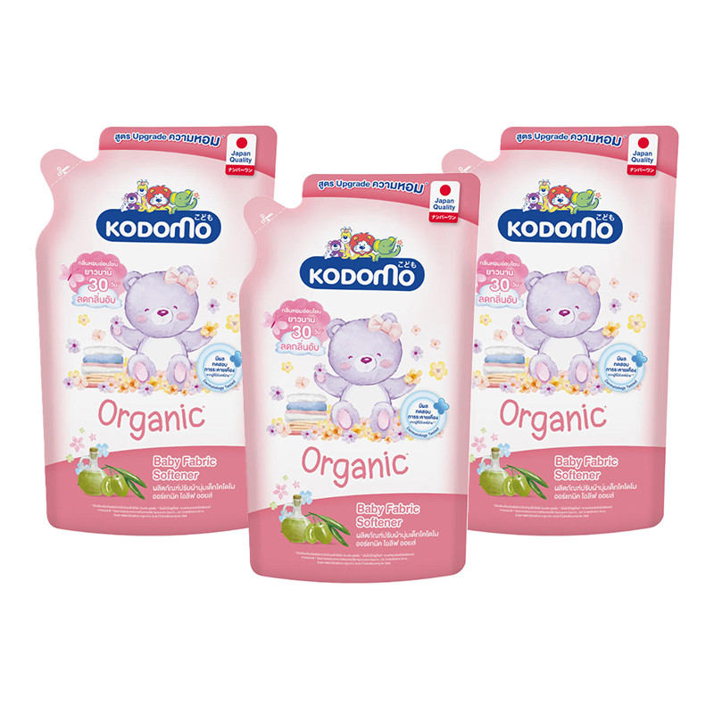 โคโดโม น้ำยาปรับผ้านุ่มเด็กออร์แกนิค สูตรนิวบอร์น 550 มล. x 3 KODOMO Baby Softener Organic New ...