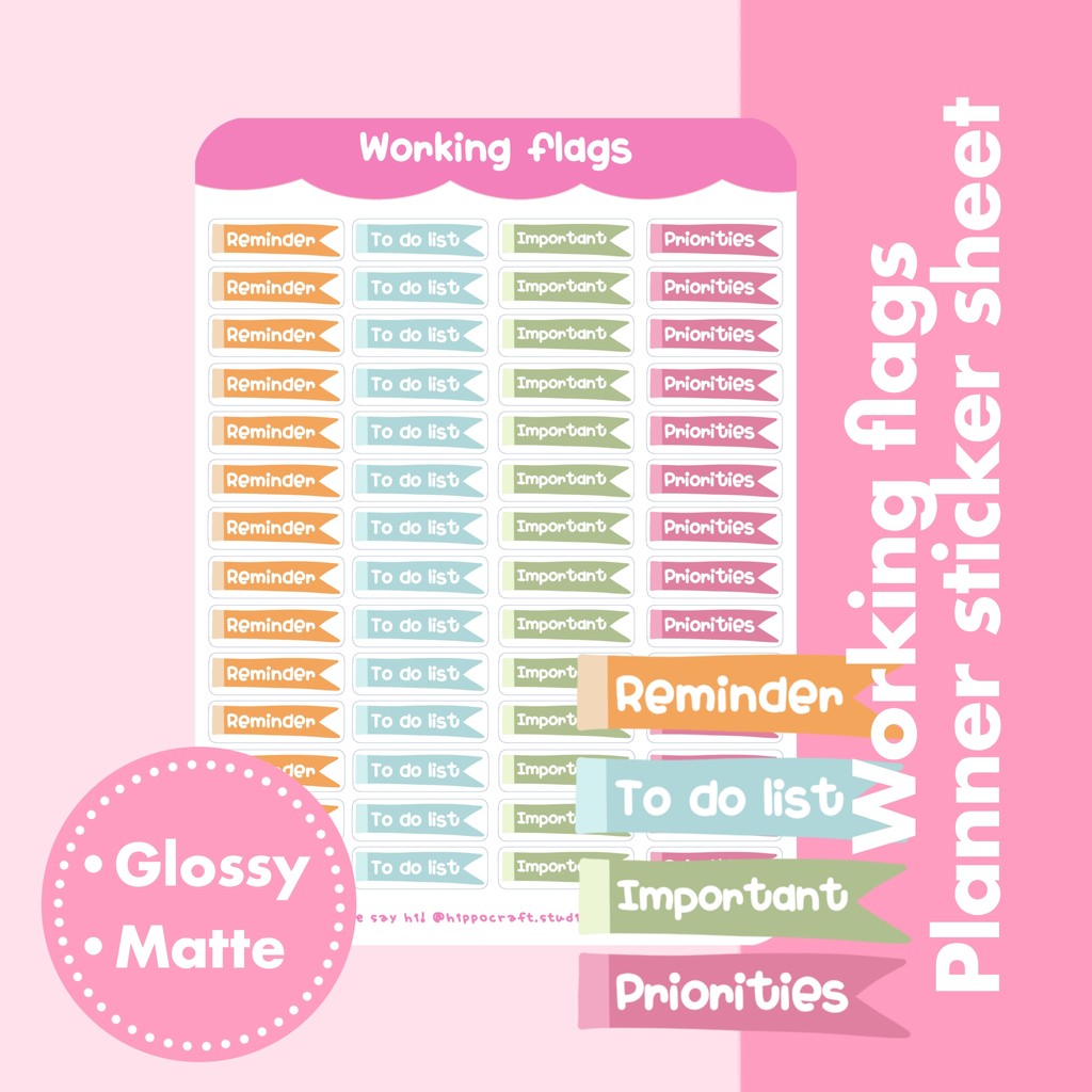 Working flags | Planner sticker sheet ป้ายธงการทำงาน แพลนเนอร์ ...