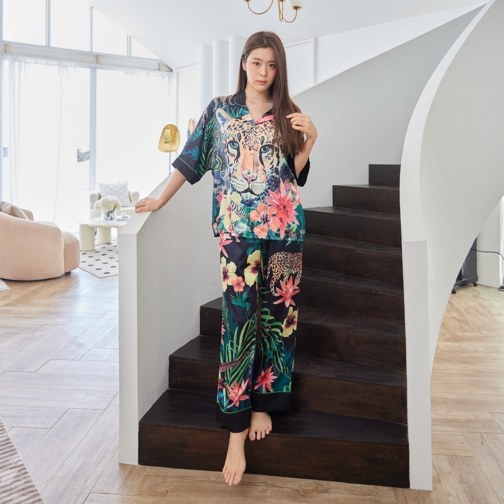 ชุดนอน Muslin Pajamas Silk Satin (W1208 V1208 L1208) | Shopee Thailand