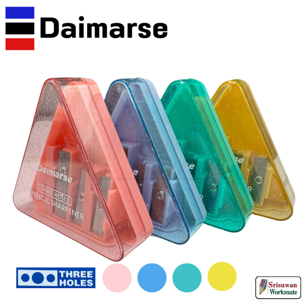 Daimarse DMS-175 คละสี 1 ชิ้น กบเหลาดินสอสามเหลี่ยม 3 รู สีพาสเทล Three ...