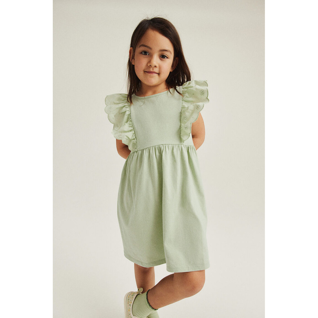 H&M Girl Flounce-trimmed jersey dress 1117898_4 | Shopee Thailand