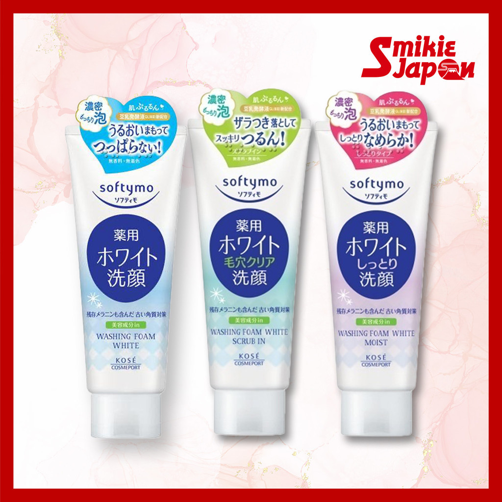 KOSE Softymo Medicinal Cleansing Wash White/Scrub-In/ and Moisturizing White 150g Each ตรงจาก ...