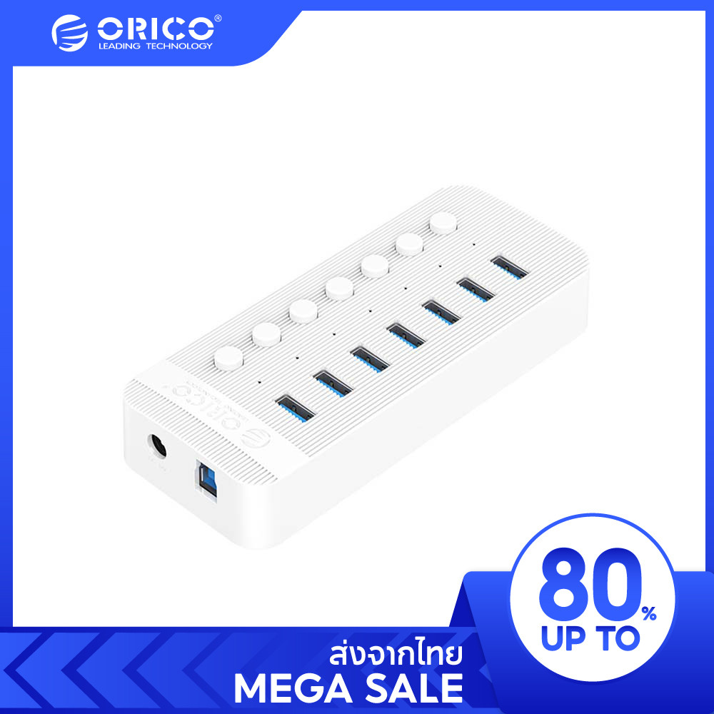 [ออกใบกำกับ- ทักแชท] ORICO CT2U3 อุตสาหกรรม USB3.0 hub 7 USB otg splitter on/off อะแดปเตอร์ ...