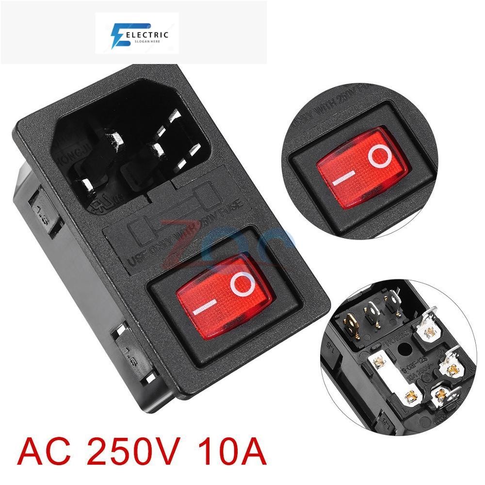 Ac 10A 250V Rocker Switch Fused IEC320 C14 Inlet Power Socket fuse ...
