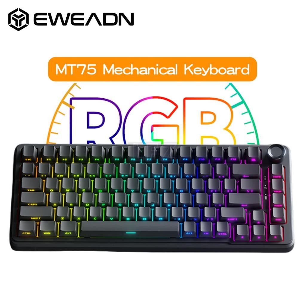 EWEADN MT75 ไร้สาย Triple-Mode Mechanical Keyboard CNC ลูกบิดโลหะ ...