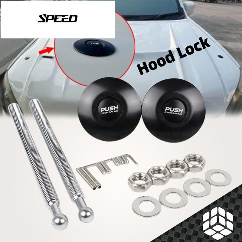 【SPEED】2PCS ปุ่มกด Bonnet Hood Pin ล็อคชุดคลิป Universal Racing Quick ...