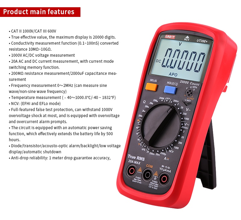 UNI-T UT39A+ UT39C+ UT39E+ Digital Multimeter Auto Range With LCD ...