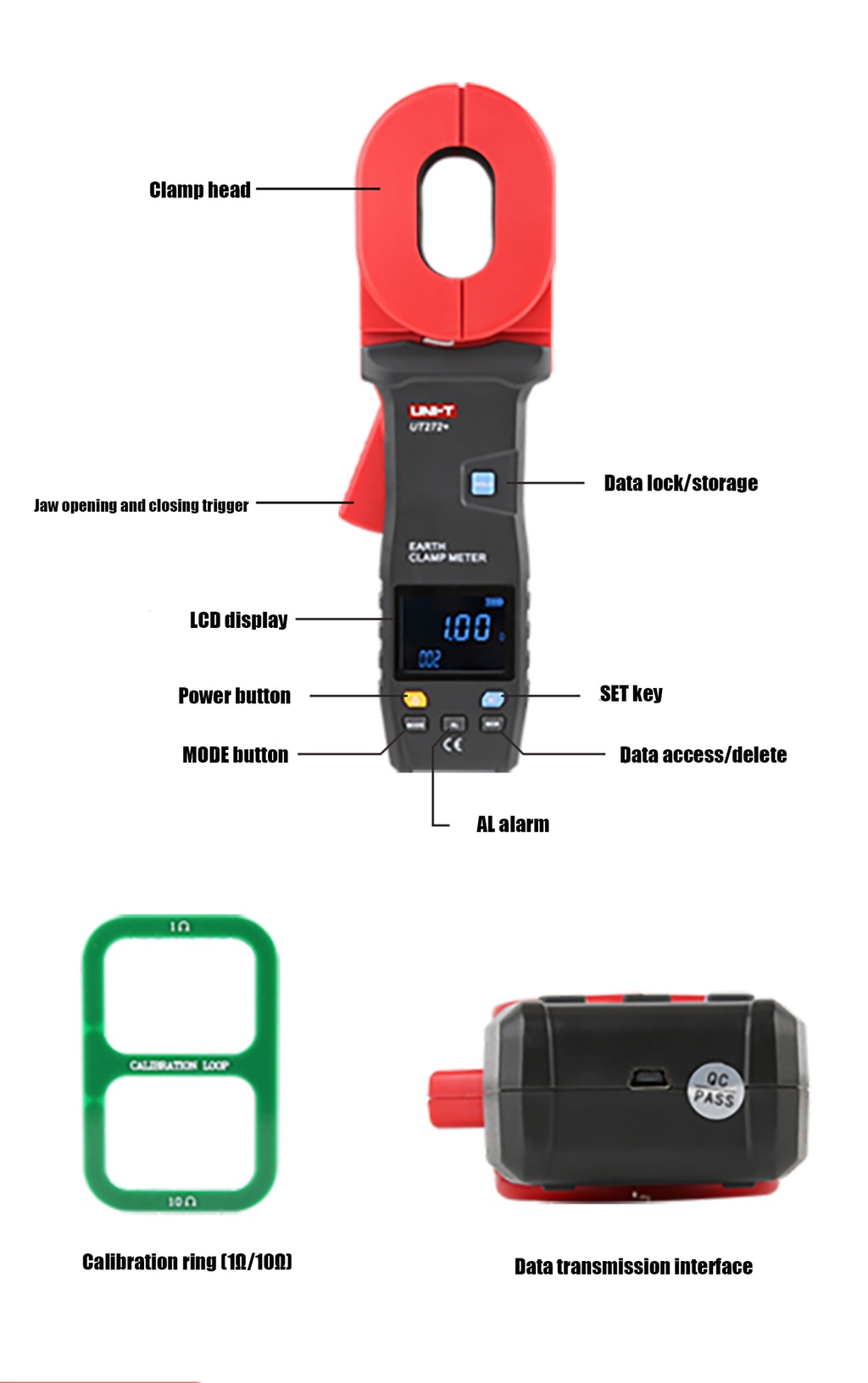 UNI-T UT272+ UT273+ UT275+ เครื่องทดสอบความต้านทานดิน Clamp Ground ...