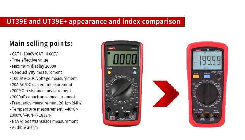 UNI-T UT39A+ UT39C+ UT39E+ Digital Multimeter Auto Range With LCD ...