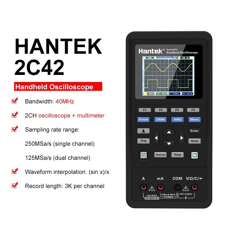 Hantek 2D42 2D72 2C72 3 in1 Oscilloscope Digital Oscilloscope + เครื่องกําเนิดไฟฟ้า Waveform ...