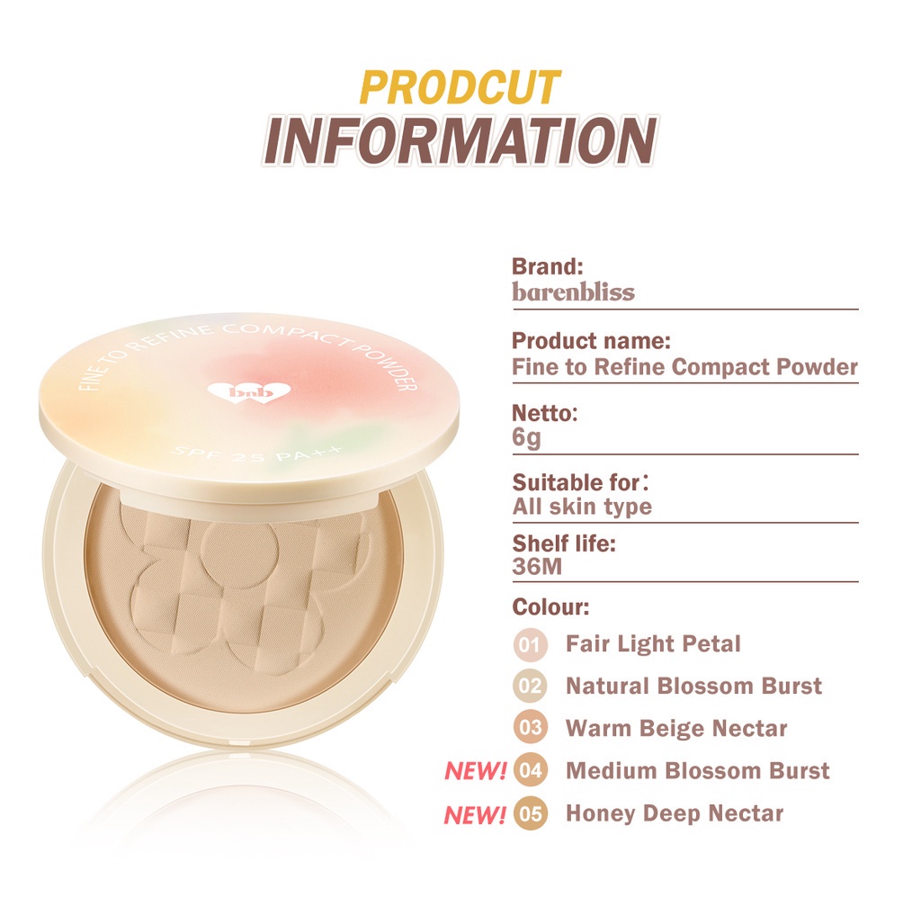 bnb barenbliss Fine to Refine Compact Powder SPF 25 PA+++ 6g. แป้งอัด ...
